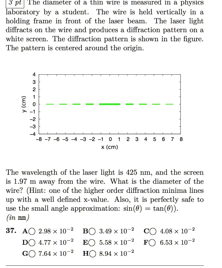 SOLVED: The diameter of a thin wire is measured in a physics laboratory by a student. The wire ...
