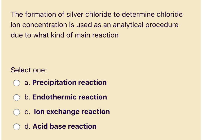 The formation of silver chloride to determine chloride ion...