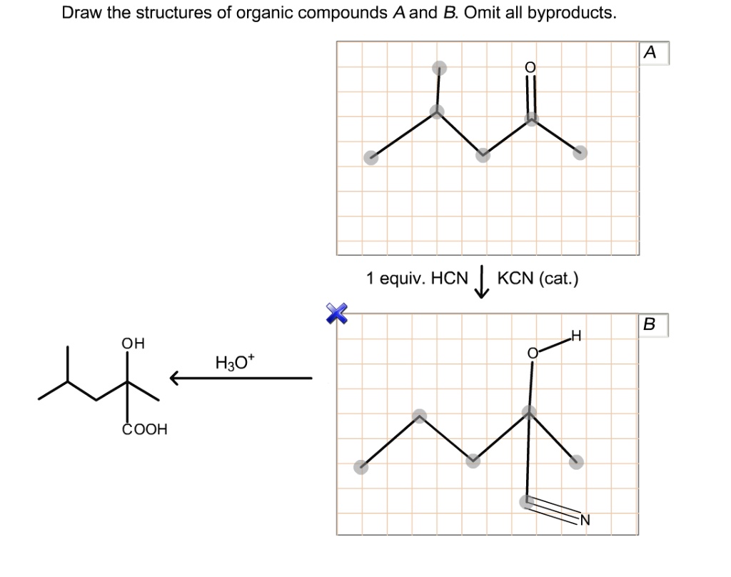 SOLVED: Draw the structures of organic compounds A and B. Omit all ...