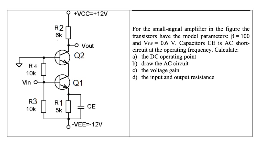 SOLVED: For the small-signal amplifier in the figure the transistors ...