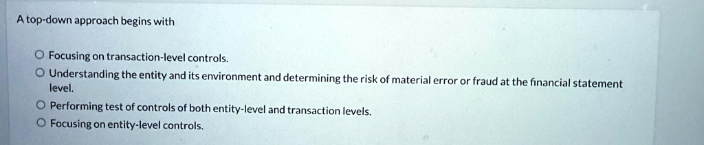[GET ANSWER] a top down approach begins with focusing on transaction ...