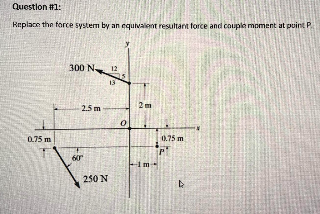 Question #1: Replace the force system by an equivalent resultant force ...