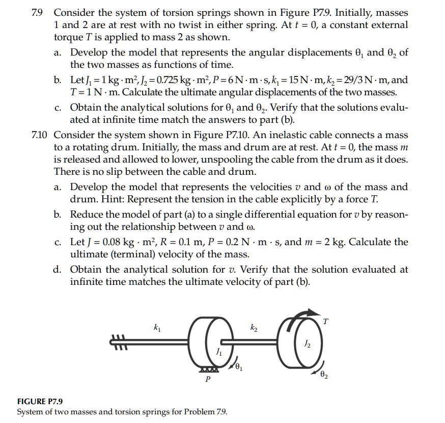 Consider the system of torsion springs shown in Figure P7.9. Initially ...