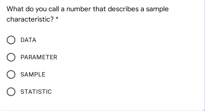 SOLVED: What do you call a number that describes a sample ...