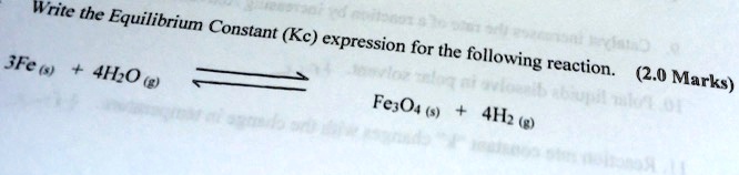 SOLVED: Write the Equilibrium Constant (Kc) expression for the SFe ...