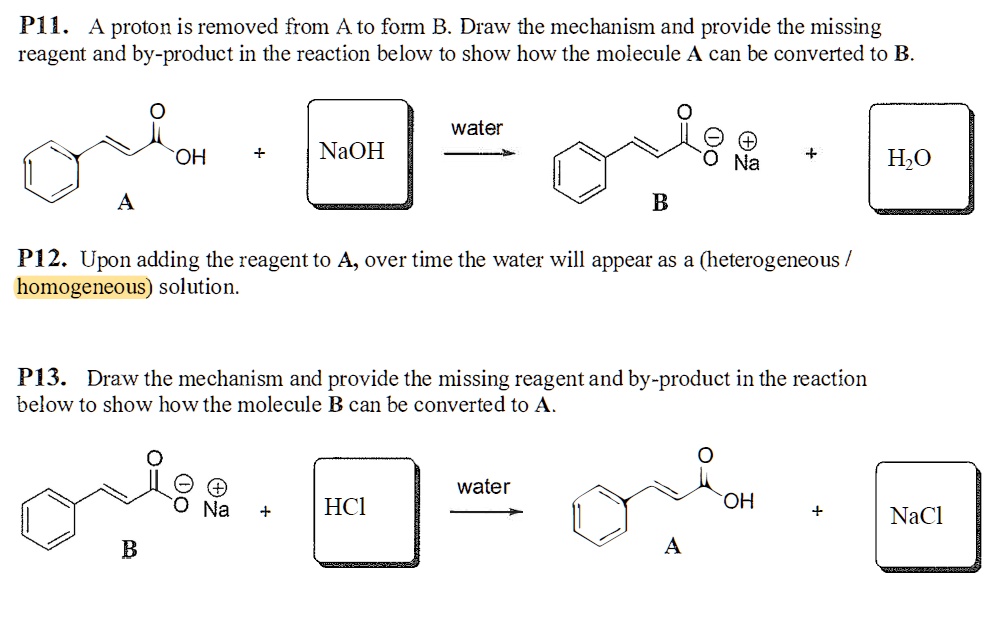 SOLVED:P1l. A proton is removed from A to form B. Draw the mechanism ...