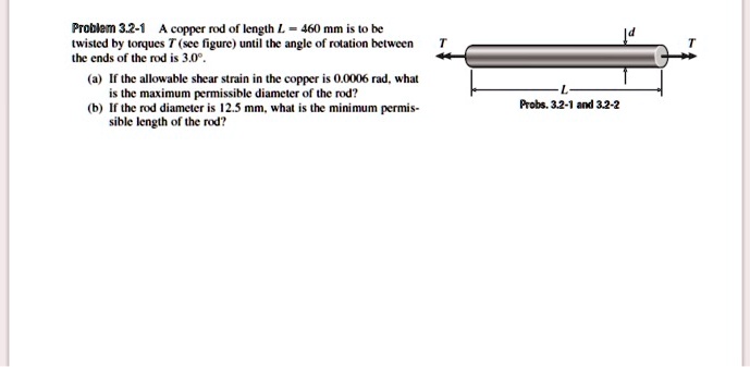SOLVED: Problem 3.2-1A copper rod of length L=460 mm is to be twisted ...