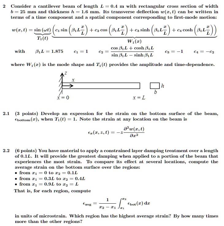 SOLVED: Consider a cantilever beam of length L = 0.4 m with a ...