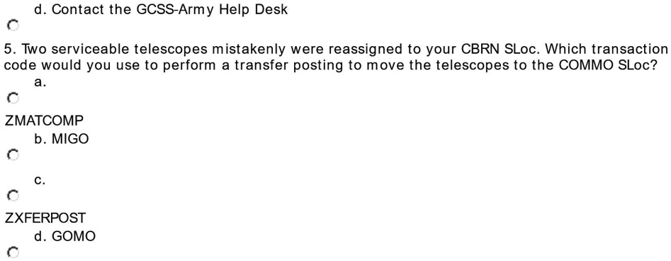 d contact the gcss army help desk 5 two serviceable telescopes ...