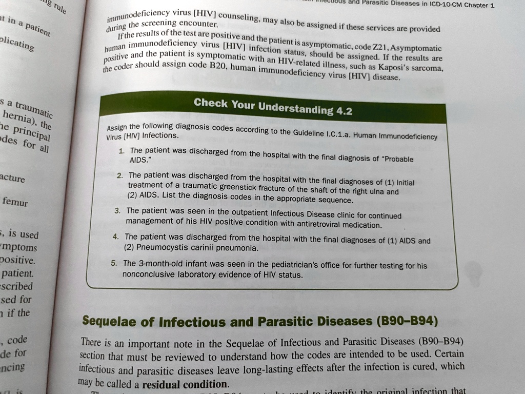 Check Your Understanding 4.2 Assign the following diagnosis codes according to the Guideline I.C ...