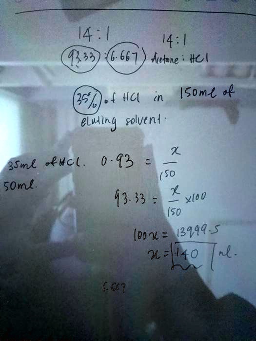 SOLVED: Calculate the volume of acetone, 6M HCl, and water. Calculate ...