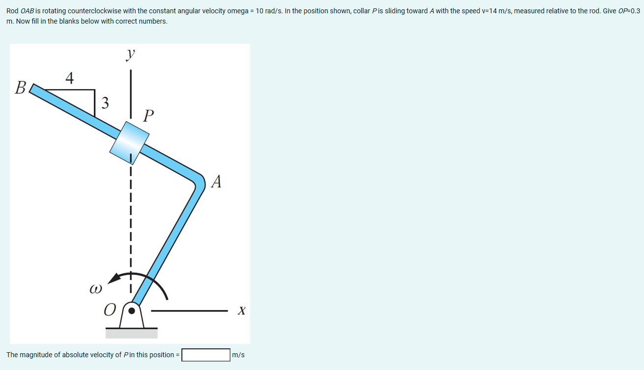 Rod O A B Is Rotating Counterclockwise With The Constant Angular Velocity Omega 10 Mathrmrad