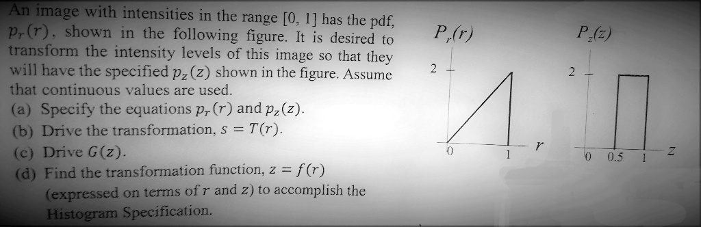 An image with intensities in the range [0,1] has the pdf pr(r) shown in ...
