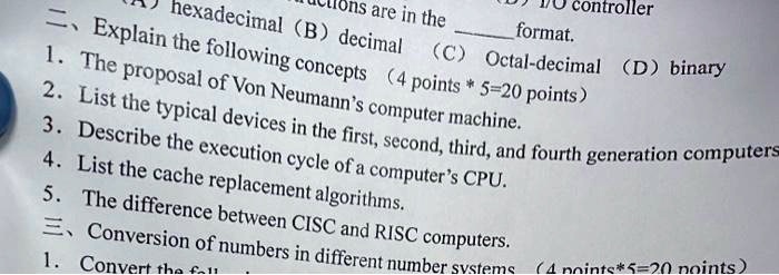 Explain the following concepts (4 points * 5=20 points) hexadecimal (B ...
