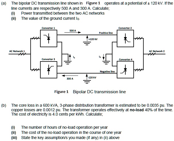 a the bipolar dc transmission line shown in figure 1 operates at a ...
