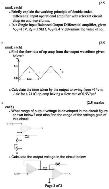 SOLVED: a. Briefly explain the working principle of a double-ended differential input ...