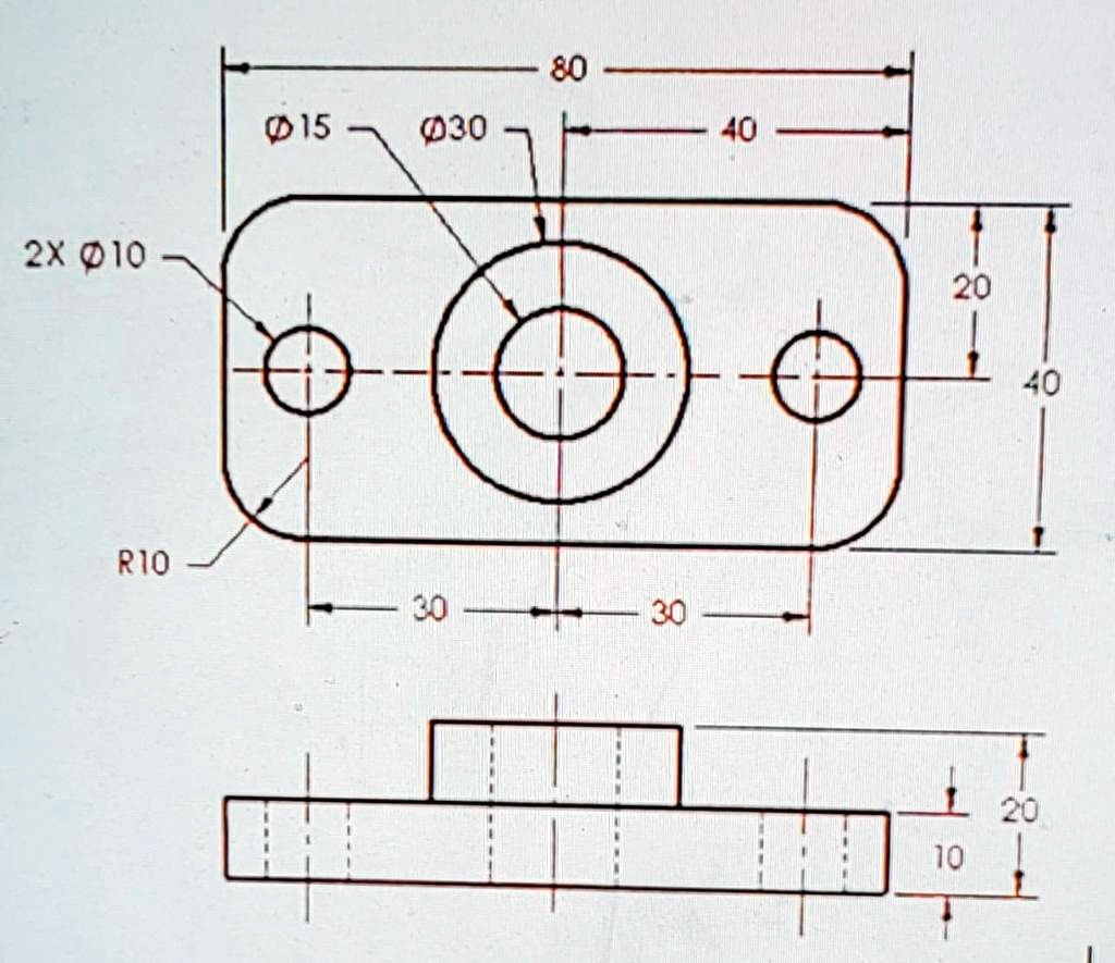 Text: Draw Figure 1 using the part mode of Pro/Engineer. Take the ...