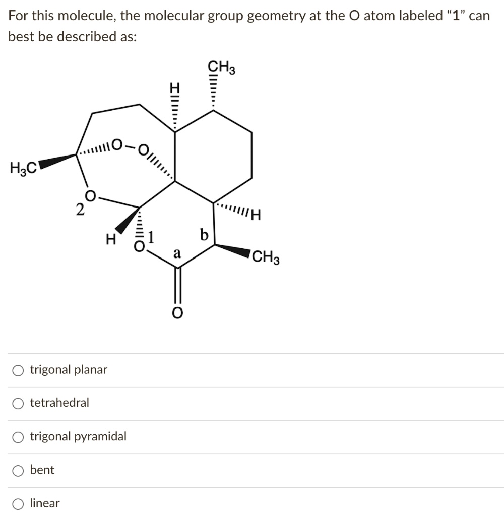 SOLVED: For this molecule, the molecular group geometry at the O atom ...