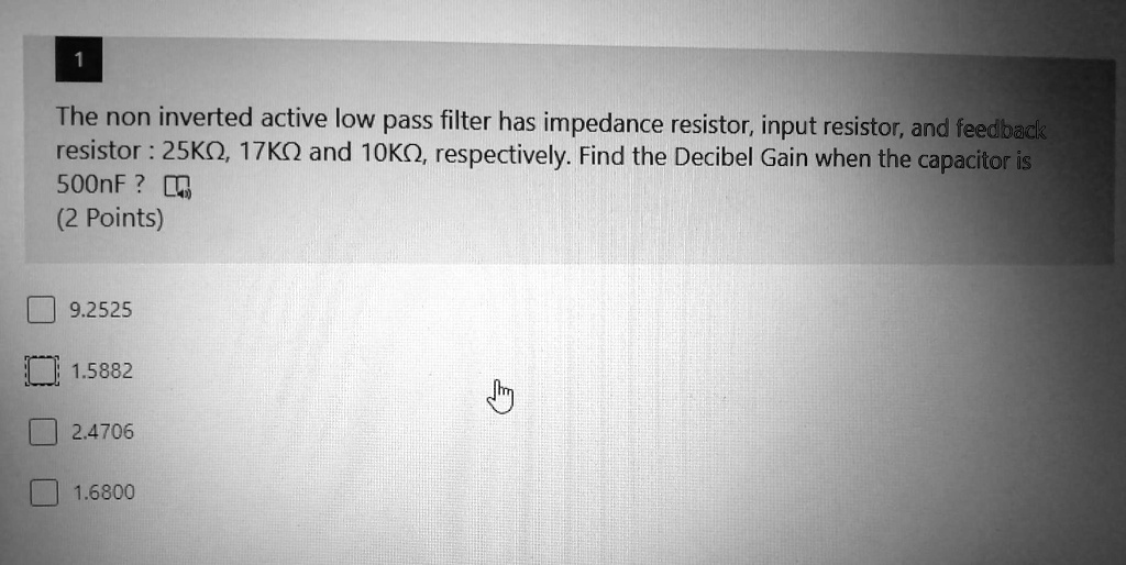 SOLVED: The non inverted active low pass filter has impedance resistor ...