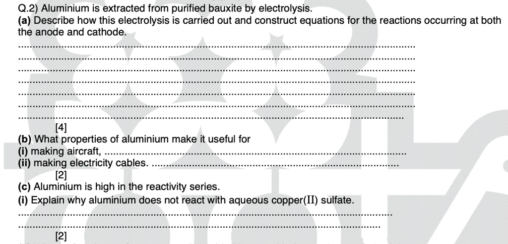 SOLVED: Q.2) Aluminium is extracted from purified bauxite by ...