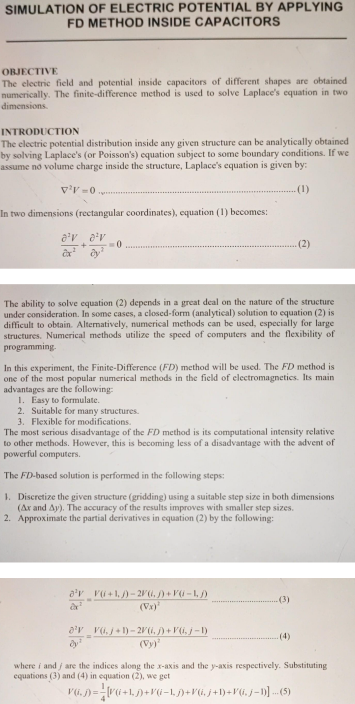 SIMULATION OF ELECTRIC POTENTIAL BY APPLYING FD METHOD INSIDE ...