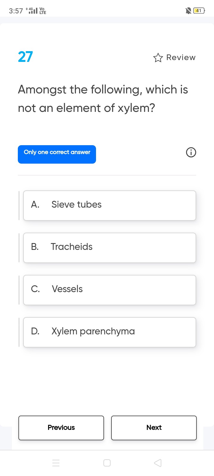 SOLVED: 3: 57 * 4G II Vo 41 27 ? Review Amongst the following, which is ...
