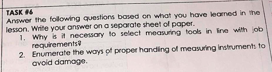 SOLVED: 'pasagut naman nito plss TASK #6 questions based on what you have learned in rhe Answer ...