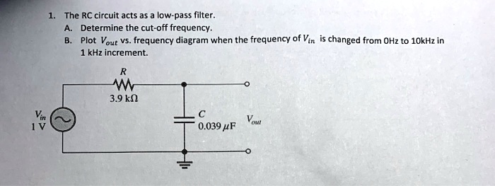SOLVED: The RC circuit acts as a low-pass filter. A. Determine the cut ...