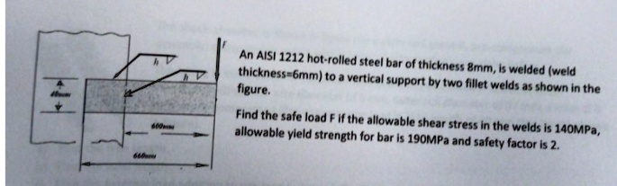 an aisi 1212 hot rolled steel bar of thickness 8mm is welded weld ...