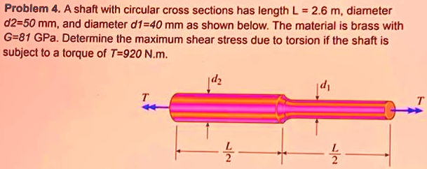 SOLVED: Problem 4.A shaft with circular cross sections has length L=2.6 ...
