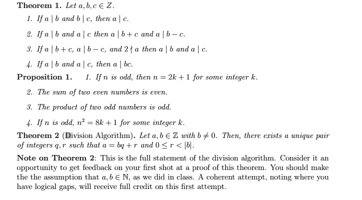 SOLVED:Theorem 1_ Let a,b.c â‚¬ Z_ If a | b and b then 2. If a | b and ...