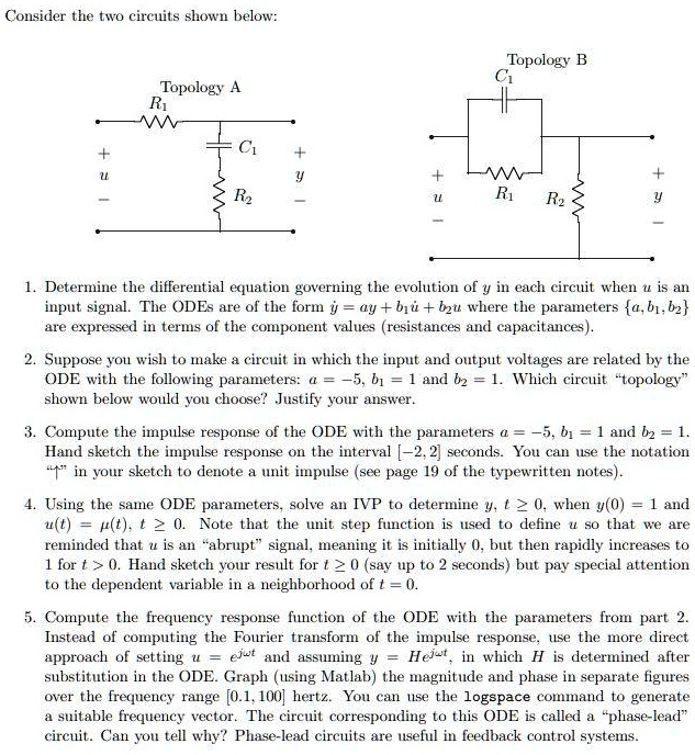 consider the two circuits shown below topology b topology a ri mmm y mm ri r u r2 y l determine ...