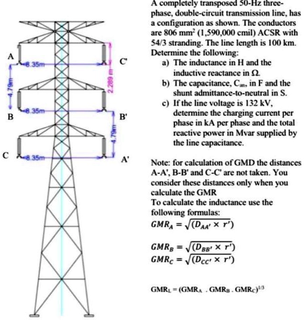 SOLVED: A completely transposed 50-Hz three-phase; double-circuit ...
