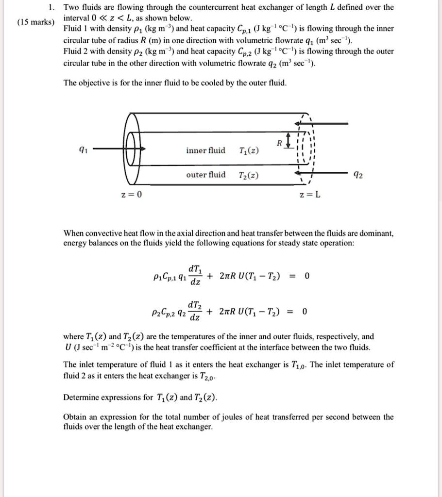VIDEO solution: Two fluids are flowing through the countercurrent heat exchanger of length L ...