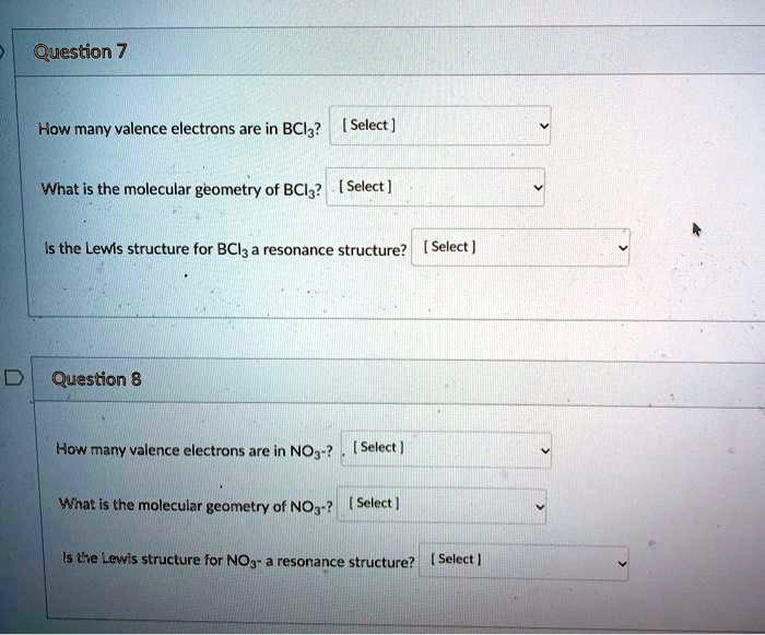 question how many valence electrons are in bci3 sclect what is the ...
