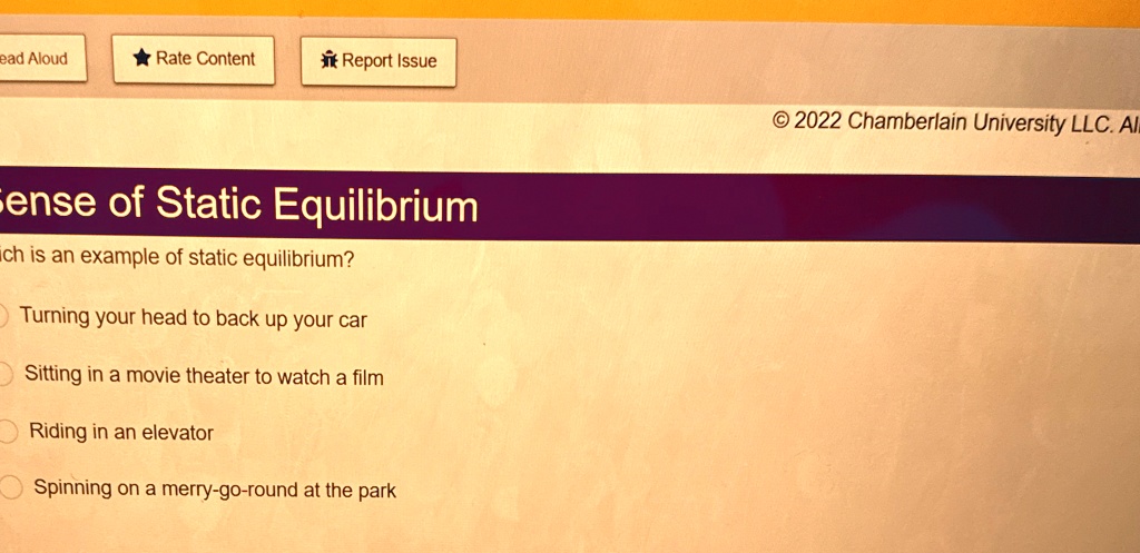 Sense of Static Equilibrium Which is an example of static equilibrium ...