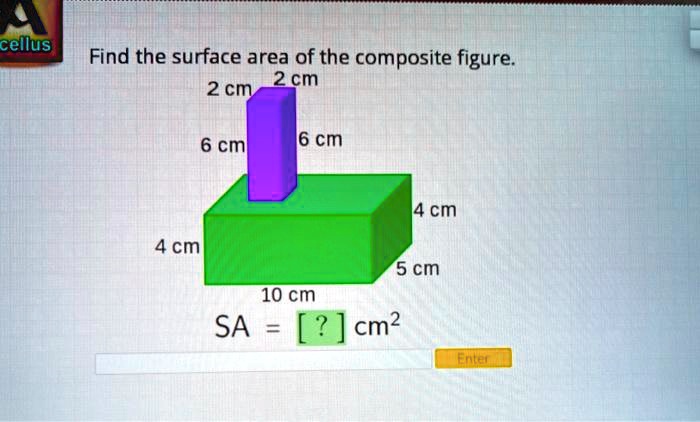 cellus find the surface area of the composite figure 2cm 2 cm 6 cm 6 cm ...