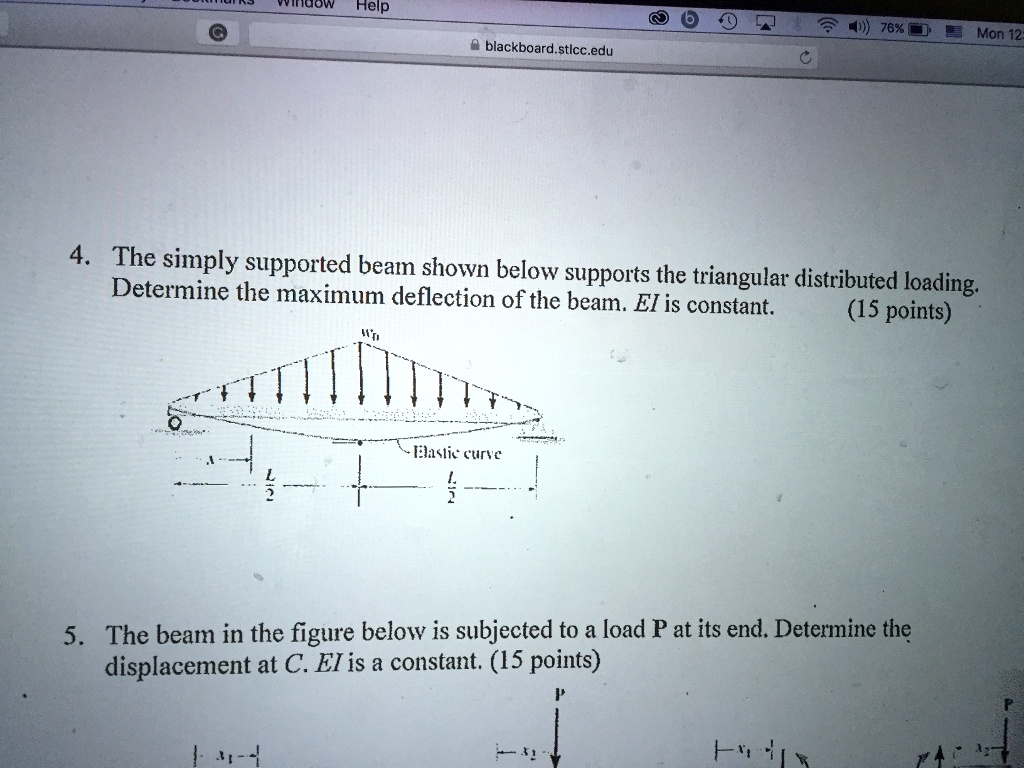 help 76 blackboardstlccedu mon 12 4 the simply supported beam shown below supports the ...