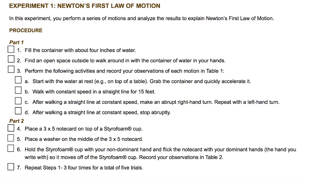 experiment 1 newtons first law of motion in this experiment you perform ...