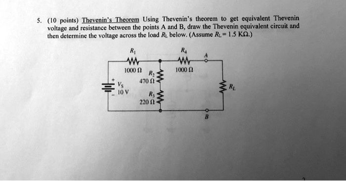 5. (10 points) Thevenin's Theorem Using Thevenin's theorem to get equivalent Thevenin voltage ...