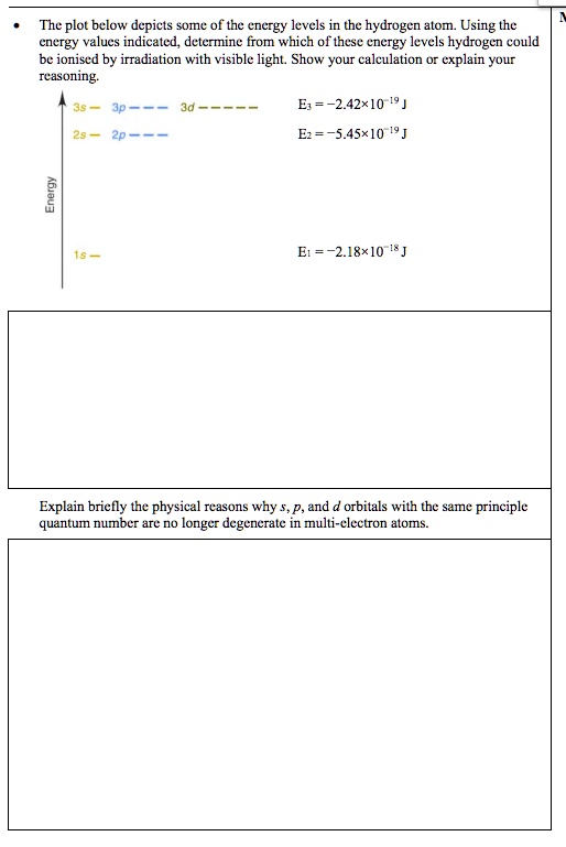 SOLVED: The plot below depicts some of the energy levels in the ...