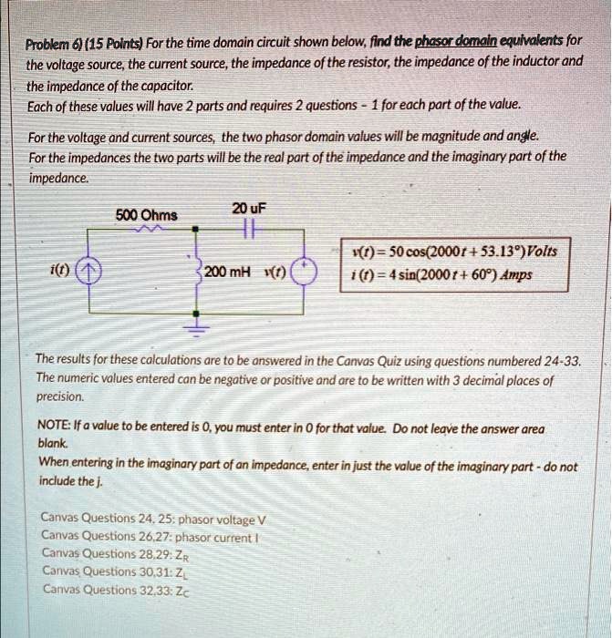 Problem 6) (15 Points) For the time domain circuit shown below, find ...