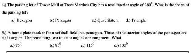 4. The parking lot of Tower Mall at Trece Martines City has a total ...
