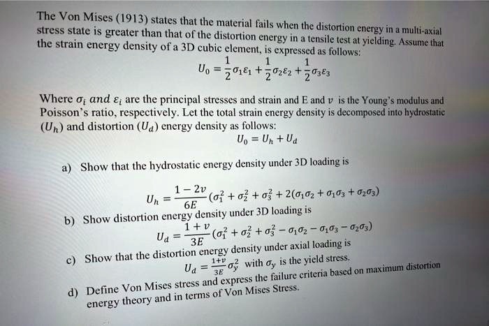 the von mises 1913 states that the material fails when the distortion ...