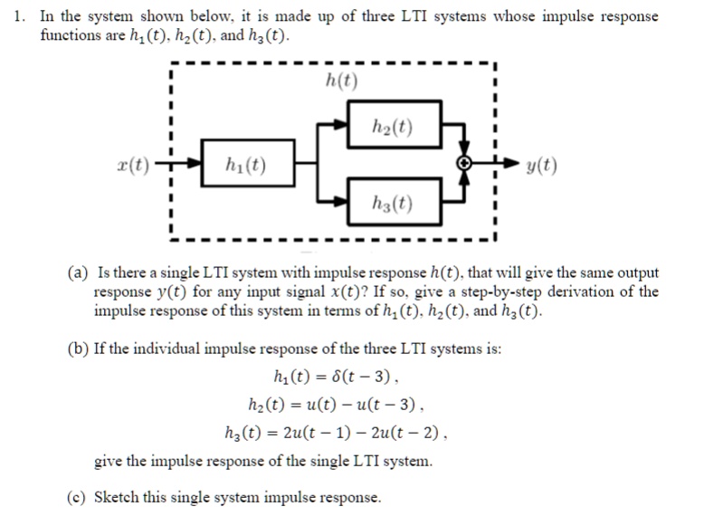 In the system shown below, it is made up of three LTI systems whose ...