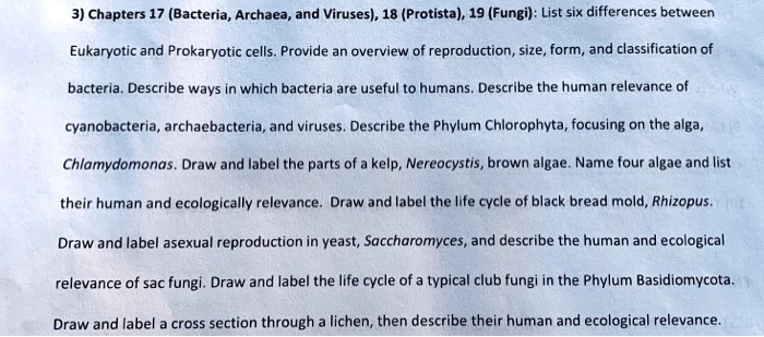 3) Chapters 17 (Bacteria, Archaea, and Viruses), 18 (Protista), 19 ...