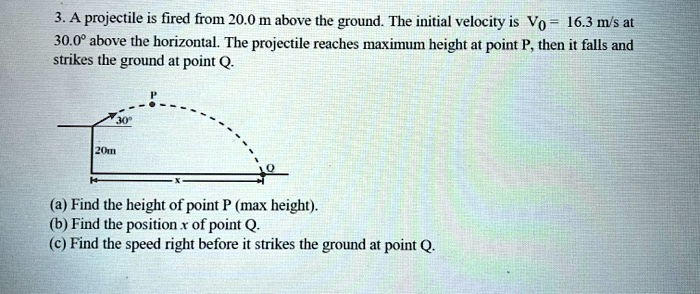 3a projectile is fired from 200 m above the ground the initial velocity ...