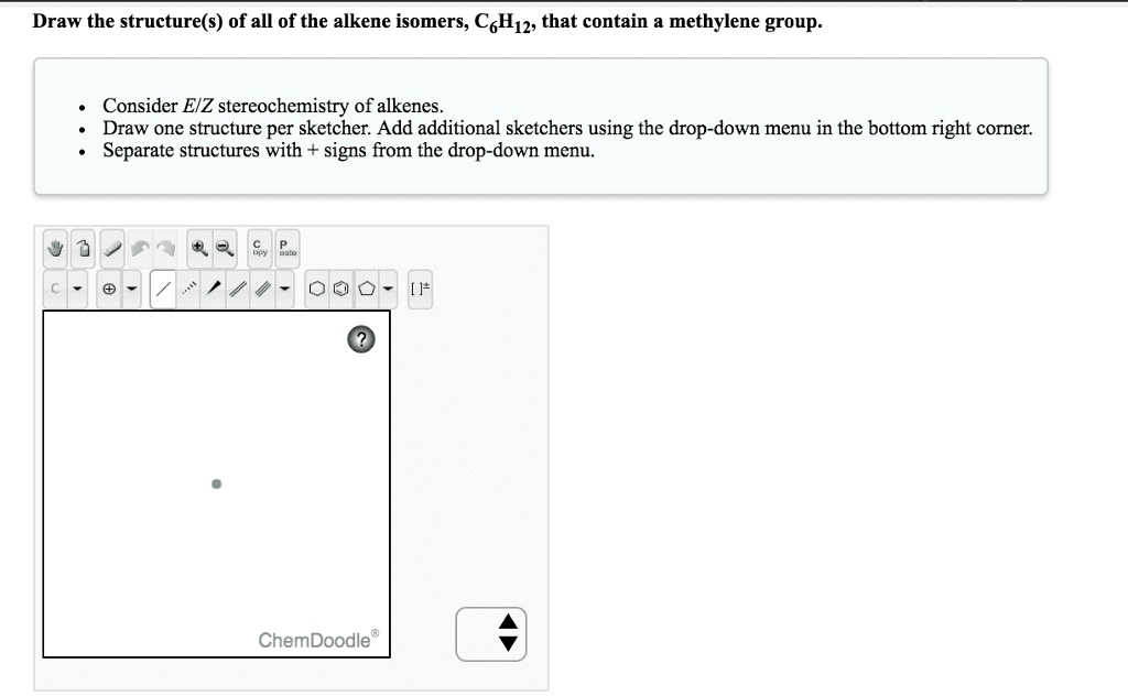 Draw the structure(s) of all of the alkene isomers, C6H12, that contain ...