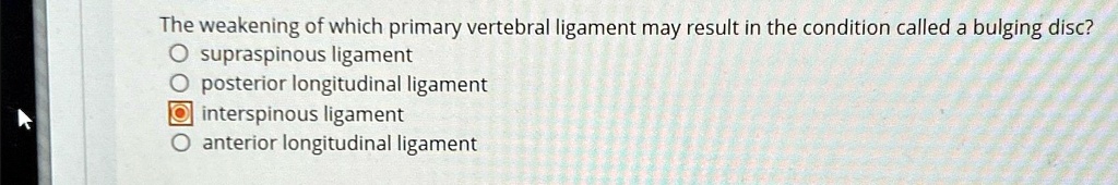 The weakening of which primary vertebral ligament may result in the ...