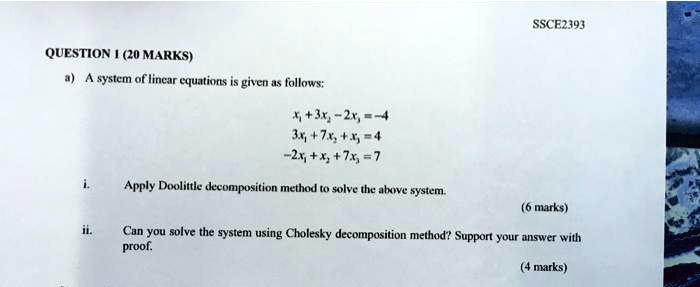 Solvedssce239 Question 20 Marks System Of Linear Equations Is Given 8613